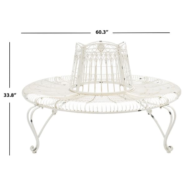 SAFAVIEH Outdoor Ally Victorian Iron Round Tree Bench - 60.3" x 60.3" x ...