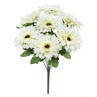 Set of 3 Cream White Artificial Gerbera Daisy Flower Stem Bush Bouquet ...