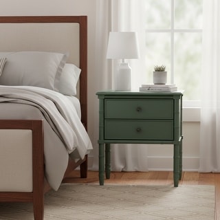Tropical-Inspired Nightstand with Bamboo Carved Legs, Antique Brass ...