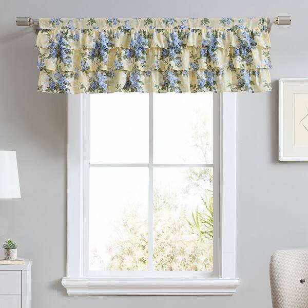 Laura Ashley Cassidy Cotton Pole Top Yellow Window Valance - 50 x 18 ...