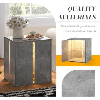 Bedside Tables End Table with LED and Glass Shelves for Living Room ...