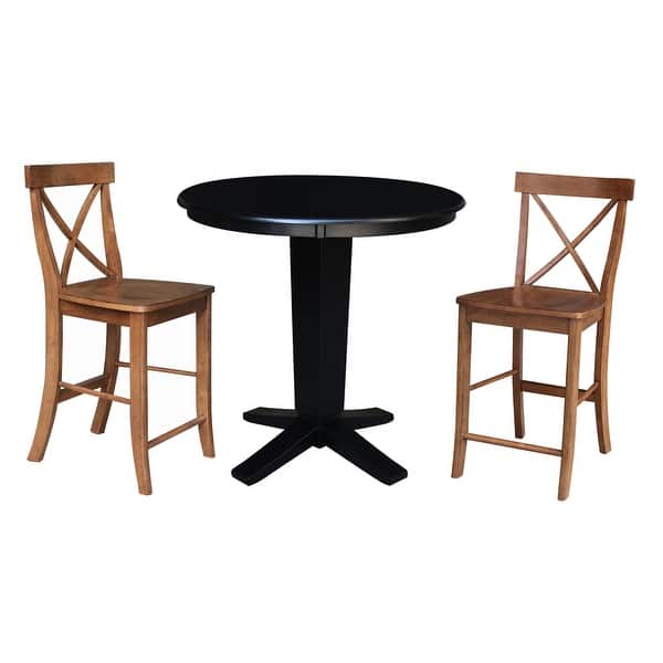 36 in Round Top Counter Height Dining Table with Stools in Black ...