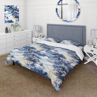 Designart "Azure Oasis Tropical Pattern III" Blue Floral Bedding Cover ...