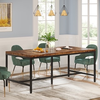 6FT Modern White Gold Rectangle Dining Table Set for 6 with Heavy Duty ...