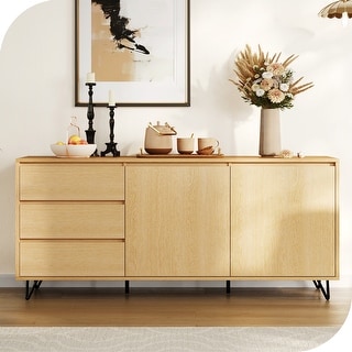 Modern Buffet Sideboard Cabinet TV Console with 3 Drawers - Bed Bath ...