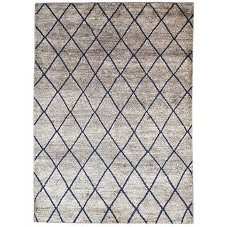 One of a Kind Hand-Knotted Modern 5' x 8' Diamond Silk Brown Rug - 5' x ...