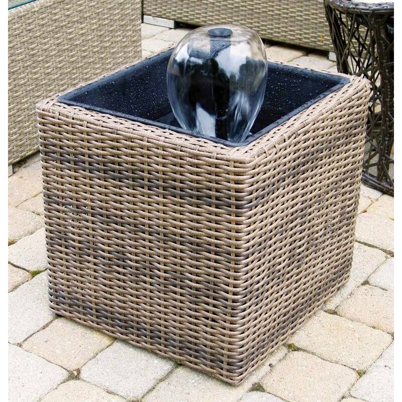 Koolscapes Wicker-Look Water Feature Mini Pond and Fountain, Brown, 200 GPH Self-Contained Pond ...