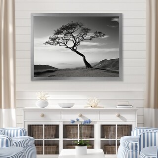 Designart "Black And White Solitude Tree Coastal Horizon I" Coastal ...