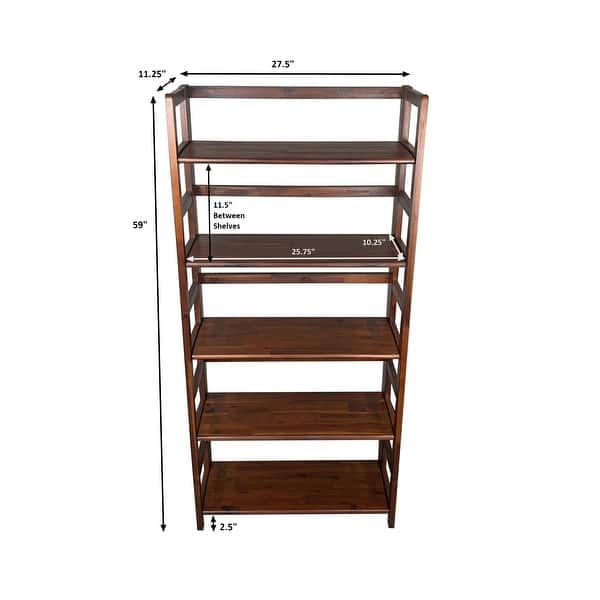 Solid Acacia 5 Tier Folding Bookcase - Bed Bath & Beyond - 37742795