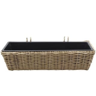 Polyrattan Hanging Rail Planter Brown - Bed Bath & Beyond - 39897171