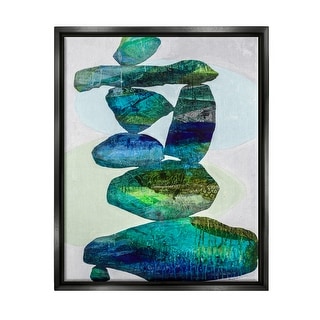 Stupell Vivid Teal Stacked Zen Rocks Framed Floater Canvas Wall Art by ...