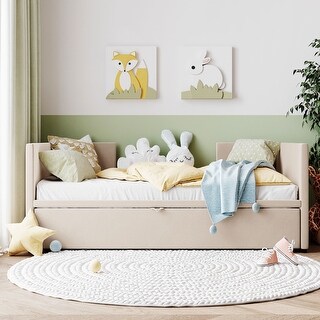 Beige Twin Size Daybed, Expandable to King Platform Bed or Comfy Multi ...