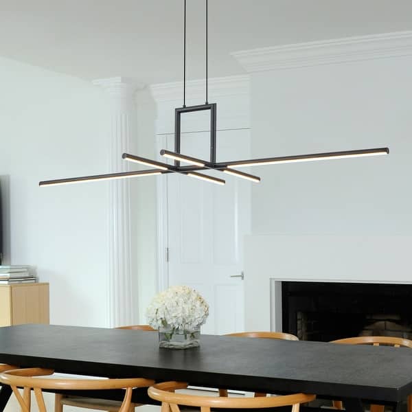 Modern LED Linear Chandelier Island Light for Dining Room - Bed Bath ...