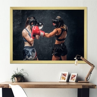 Designart "Two Female Boxers Fighting" Boxing Framed Wall Art Prints ...