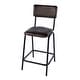 Waylon 31 in. Seat Height Leather and Iron Bar Height Stool with Back ...