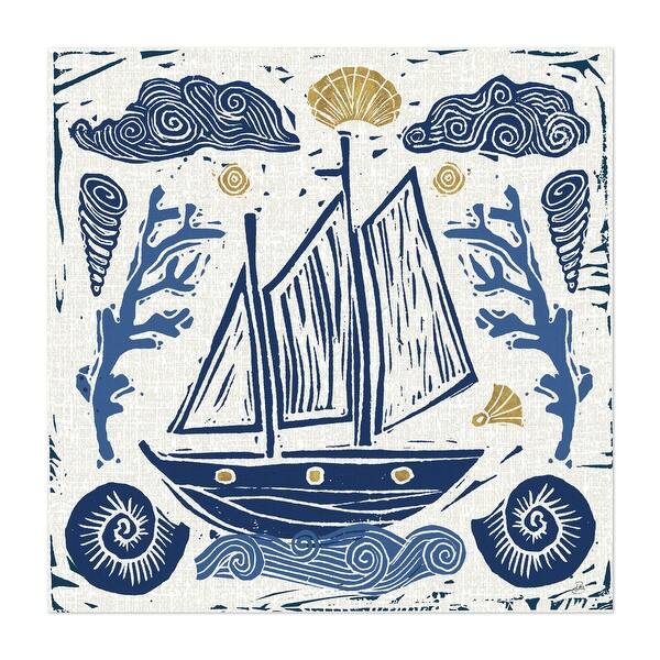 Primitive Sea V Woodblock Clouds Coastal Ocean Waves Art Print/Poster ...