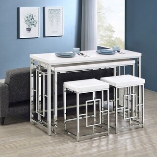 Laguna White 4-piece Counter Height Table with Pot Rack - Bed Bath ...
