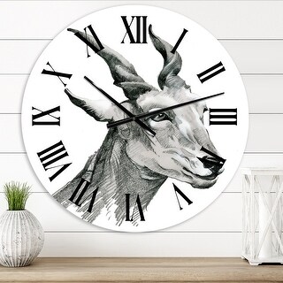 Designart 'Monochrome Portrait Of Goat I' Farmhouse wall clock - Bed ...
