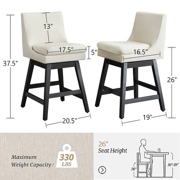 Modern Linen Fabric High Back Counter Stools with Ergonomic Design and ...