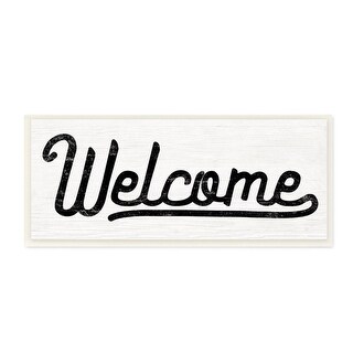 Stupell Minimalist Welcome Sign with Whimsical Script Wood Wall Art ...
