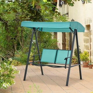 2-Person Patio Swings with Canopy,Breathable Mesh Seats and Steel Frame ...