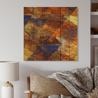 Designart 'Abstract Triangle & Cubism Element III' Modern Wood Wall Art ...