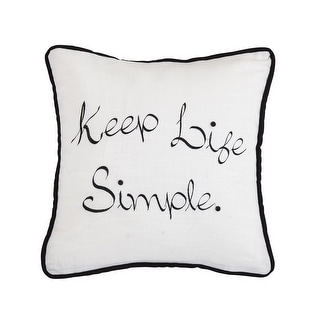 HiEnd Accents "Keep Life Simple" Embroidery Throw Pillow, 18"x18" - Bed ...