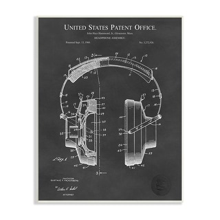 Stupell Detailed Music Headphones Diagram Blueprint Patent Design Wood ...