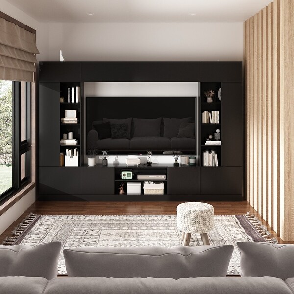 Black entertainment center with bookshelves store