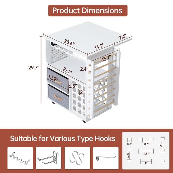 All-in-One Craft Table Mobile Craft Storage Cart w/ Vinyl Roll Holder ...