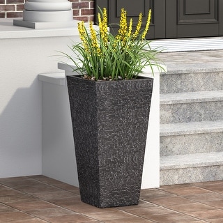 Roomfitters 12.5" Modern Tall Planter, Outdoor Flower Pot with Sleek ...