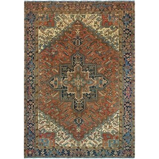 Sun Faded Vintage Heriz Lisa Rust/Navy Rug - 7'9" x 11'3" - Bed Bath ...