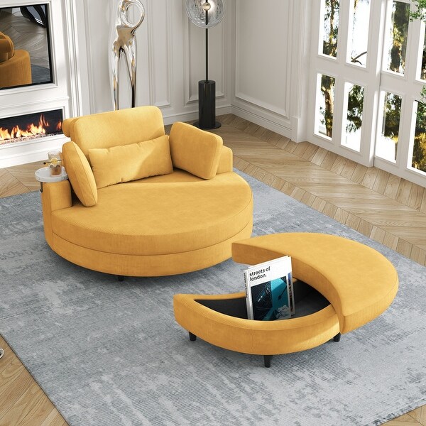 51undefined beige corduroy sofa Circular lounge chair Bed Bath Beyond 40250314