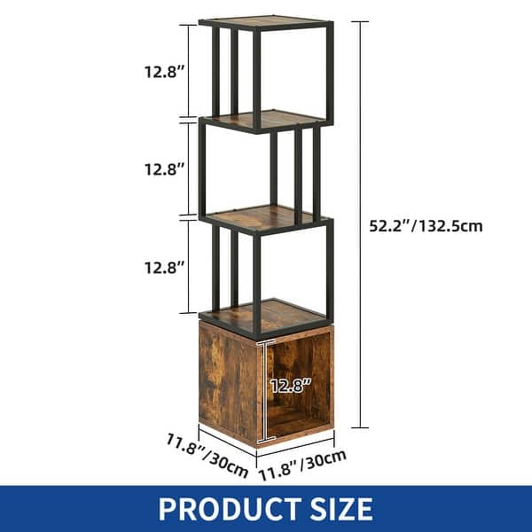 Moasis Industrial 4-Tier Rotating Bookshelf Revolving Media Storage ...