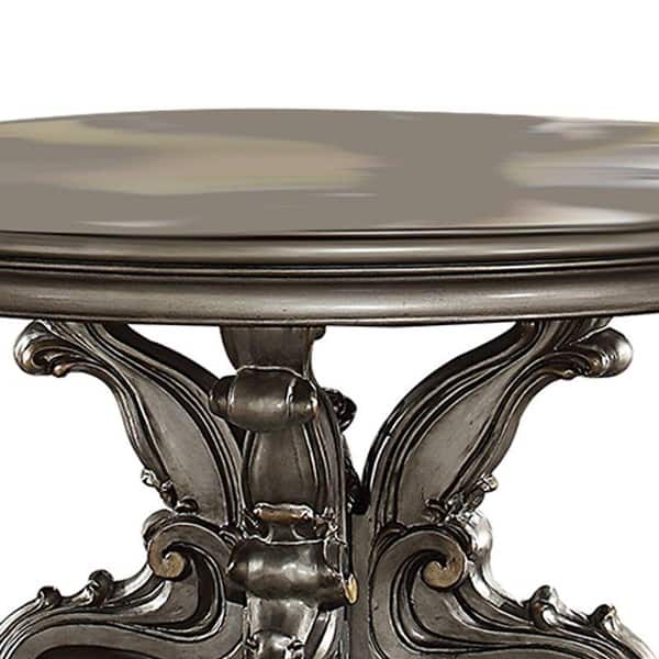 ACME Versailles Dining Table (Round Pedestal), Antique Platinum (1Set ...