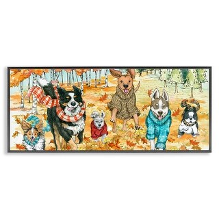 Stupell Autumn Dog Park Animals Running Framed Giclee Art Design by ...
