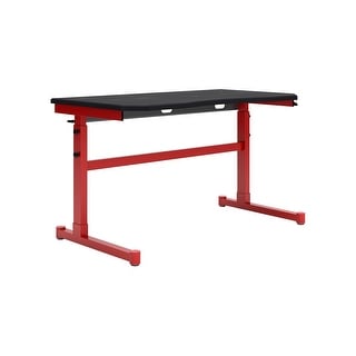 Aria 48 Inch Modern Home Office Desk, Monitor Stand, Metal, Black, Red ...