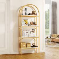 Gold Bookshelf Bookcase Open Arched Book Shelf - Bed Bath & Beyond ...