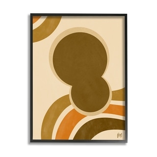 Stupell Retro Groove Shape Abstraction Warm Pop Brown Orange Framed ...