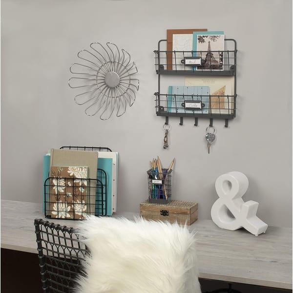 Vintage Living® Wall Mount Letter Holder & Key Rack - 2 Tier - Bed Bath ...