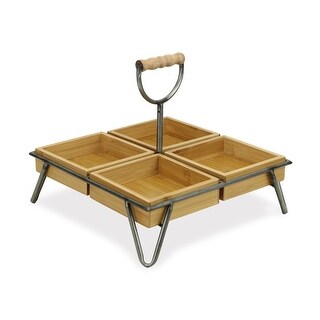 12" Brown and Gray Square Storage Caddy with Center Handle - Bed Bath ...