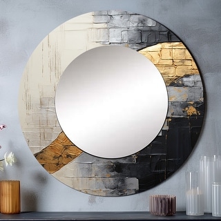 Designart "Gray Gold Minimalism Poteries" abstract spirals Wall Mounted ...