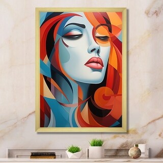 Designart "Cubic Chromatic Woman Portrait II" Cubism Framed Canvas Art ...