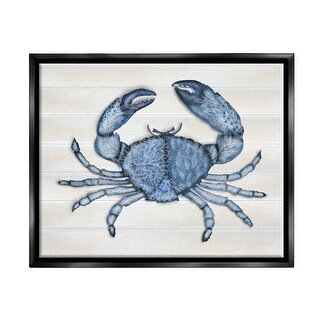 Stupell Detailed Blue Crab Grainy Pattern Aquatic Botanicals Floater ...