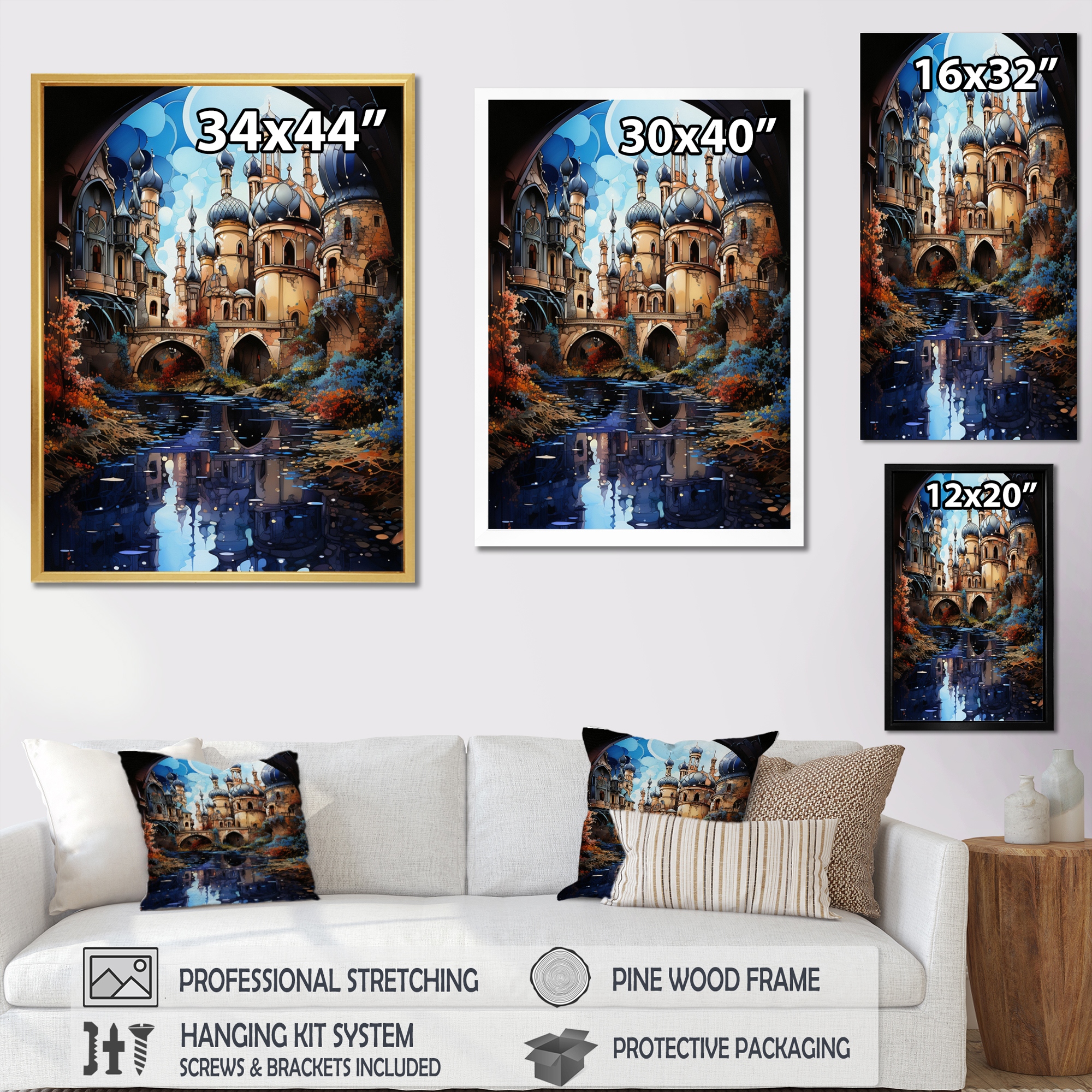 Designart Beige Canal Surreal Waterways Magical Ii Canals Canvas Wall Art Bed Bath And Beyond