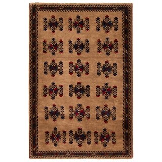 ECARPETGALLERY Hand-knotted Rizbaft Light Brown Wool Rug - 2'11 x 4'4 ...