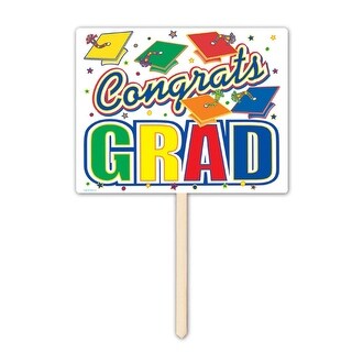 Pack of 6 Multi-Colored "Congrats Grad" Yard Sign Graduation Party ...