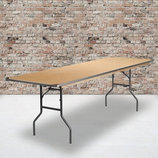8-Foot Rectangular Birchwood Folding Banquet Table with Corner Guards ...