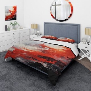 Designart "Red and White Chaos Unleashed III" Abstract Collages Bedding ...