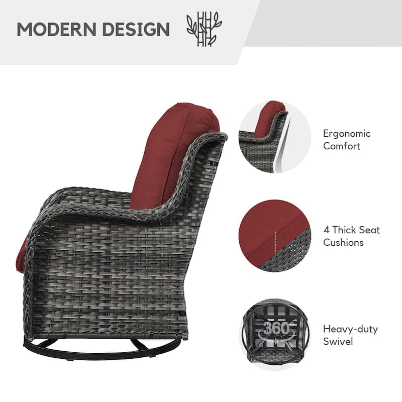 Gymojoy Outdoor Wicker Rocking Lounge Chairs with Swivel Base (Set of 2 ...
